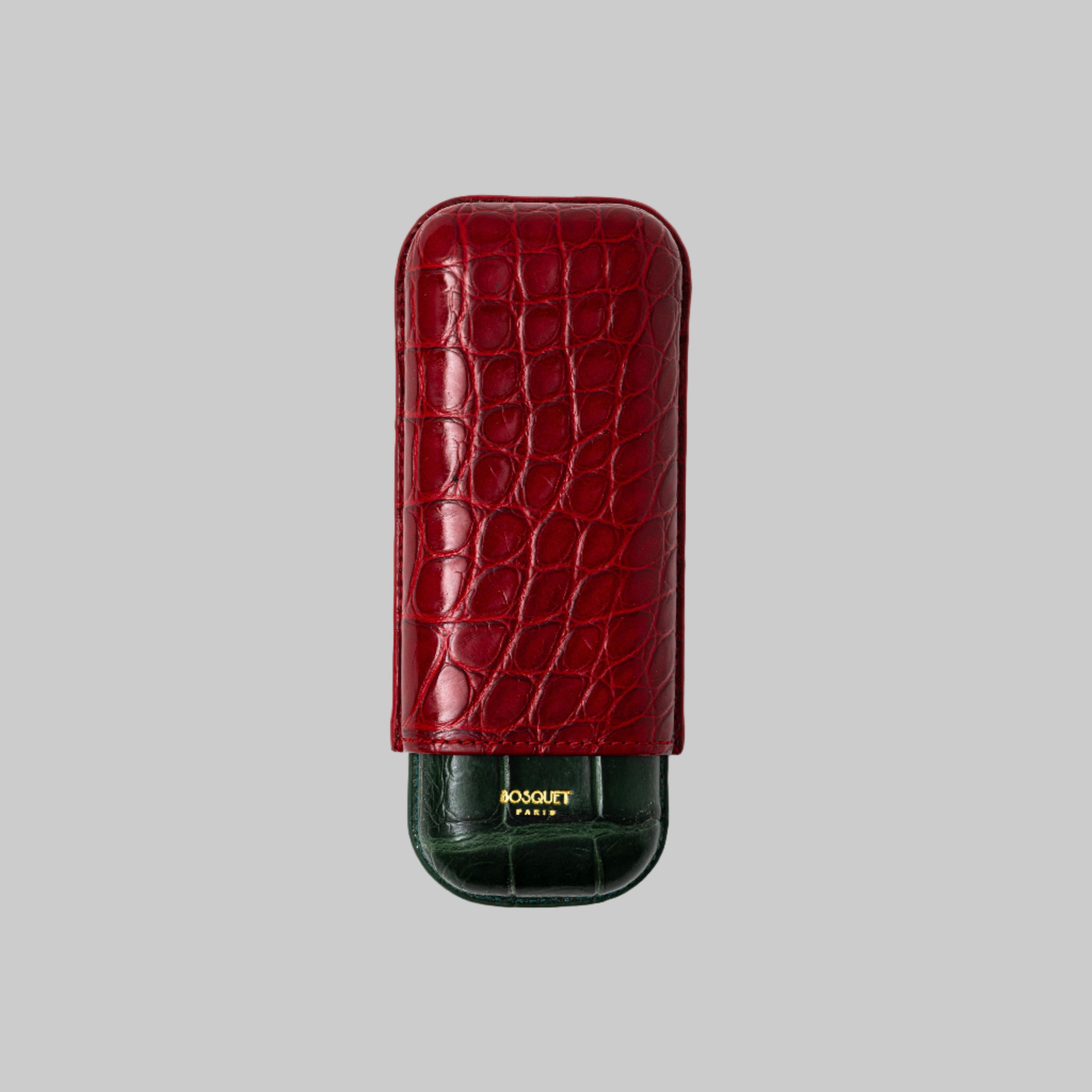 Crocodile leather 2 Finger Evening Cigar Case in Two Tone Red Green ...