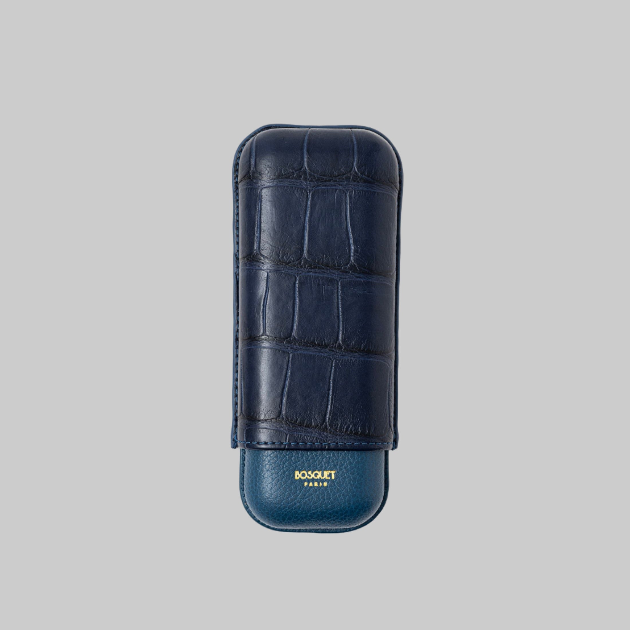 Crocodile leather 2 Finger Evening Cigar Case in Two Tone Blue | Bosquet