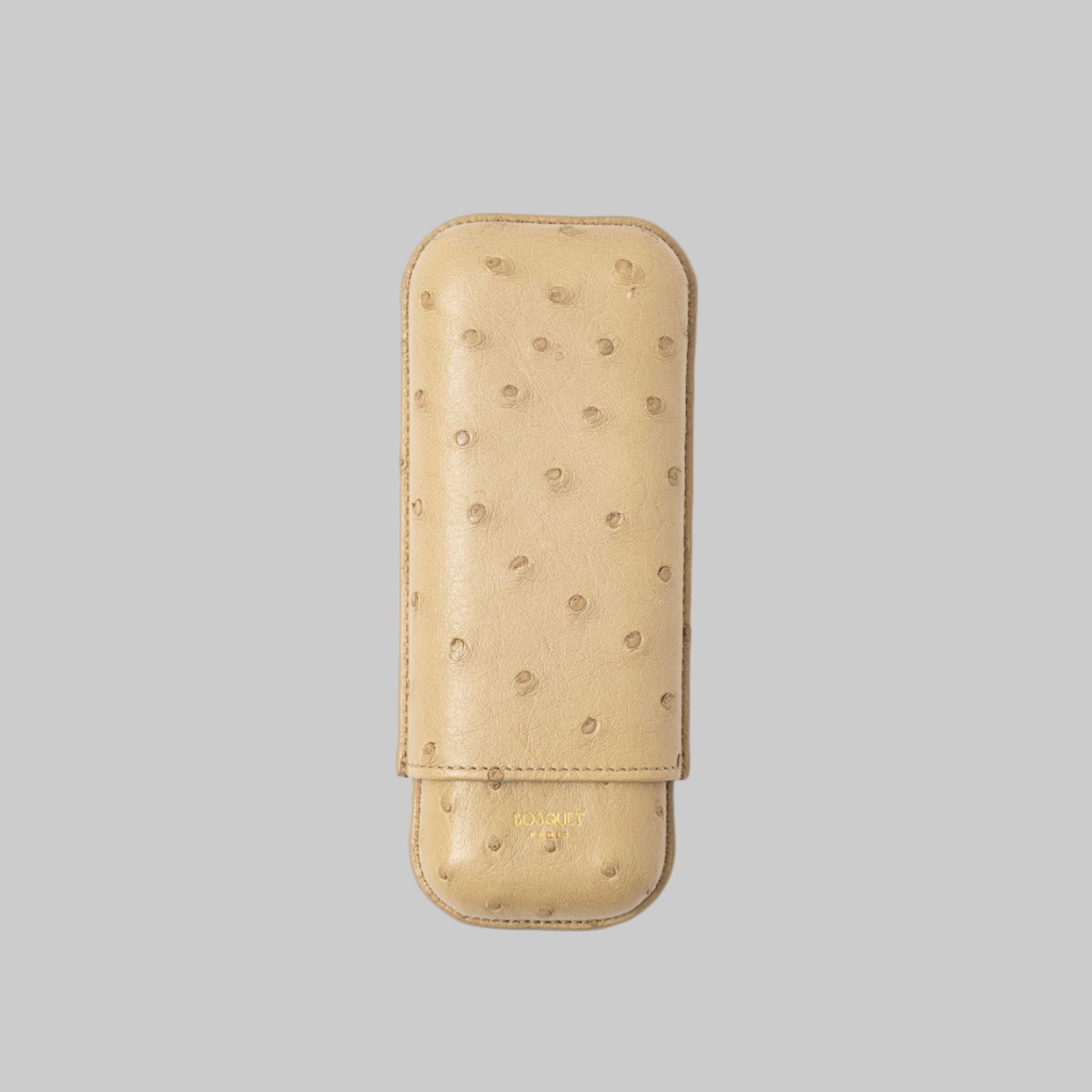 Ostrich Belly Leather 2 Finger Evening Cigar Case in Creme